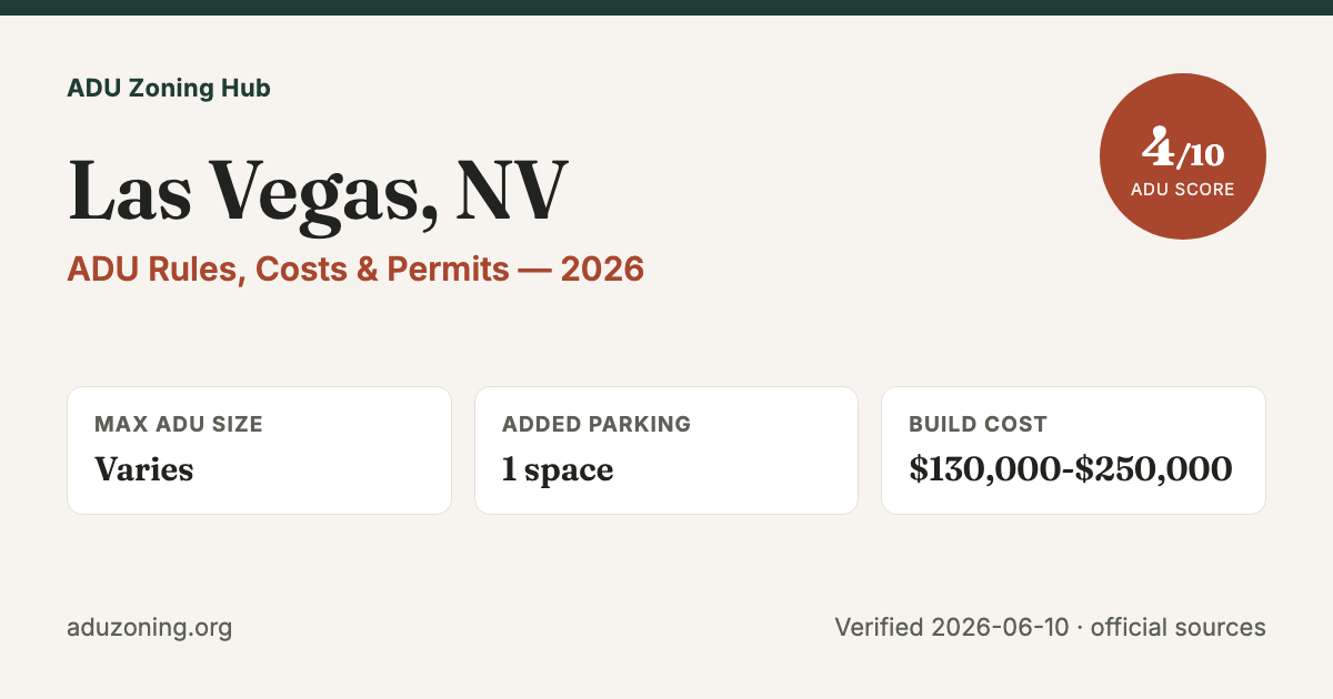 ADU Rules in Las Vegas, NV (2026) — Casita Permits & AB 396